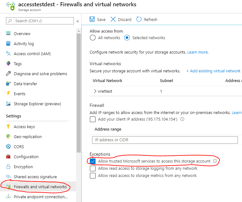 Connecting Azure Data Factory to Storage account inside a VNET ...